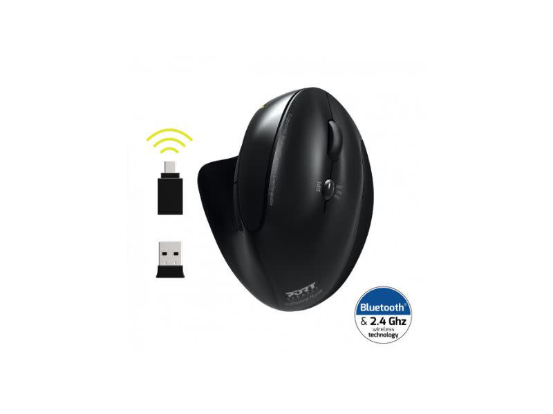 Port Connect Wireless Rechargeable Bluetooth Ergonomic Mouse - Black ...