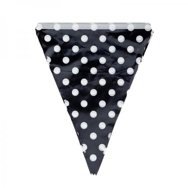 Black Dotted Paper Flag Bunting - Party Supplies - PartyLady