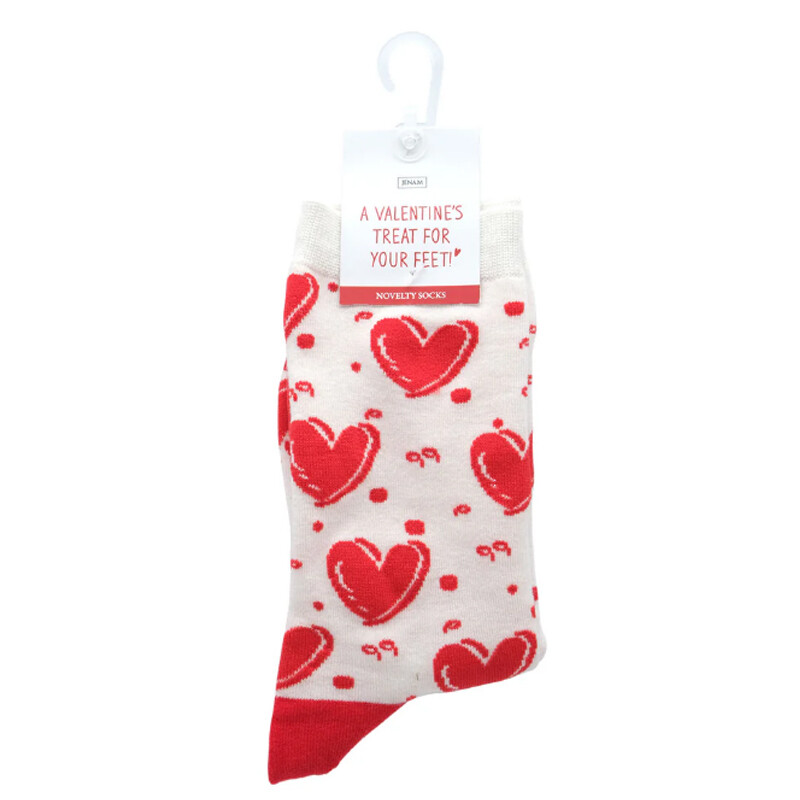 Red & White Heart Socks (One Size Fits Most) - Gifts and Hampers ...