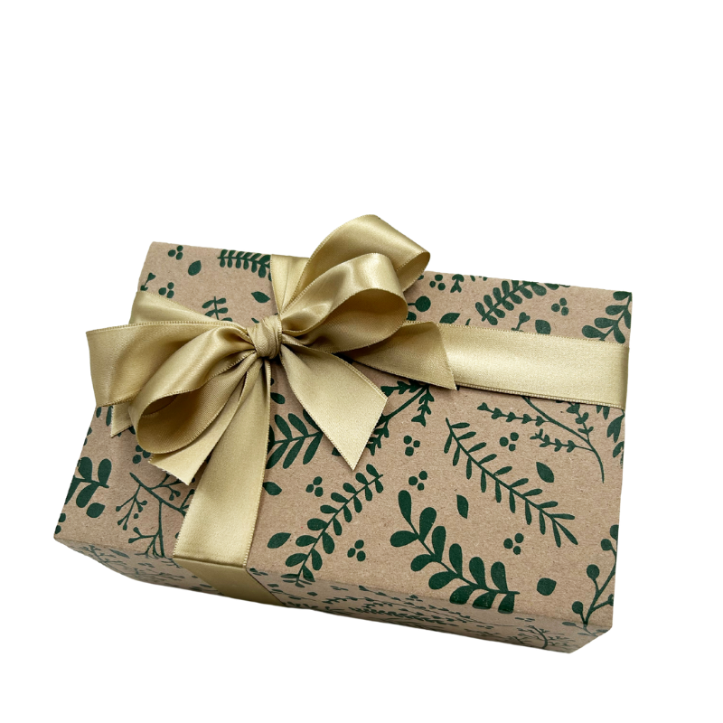 Green Holly Cardboard Gift Box with Satin Ribbon & Bow - Small - Gifts ...