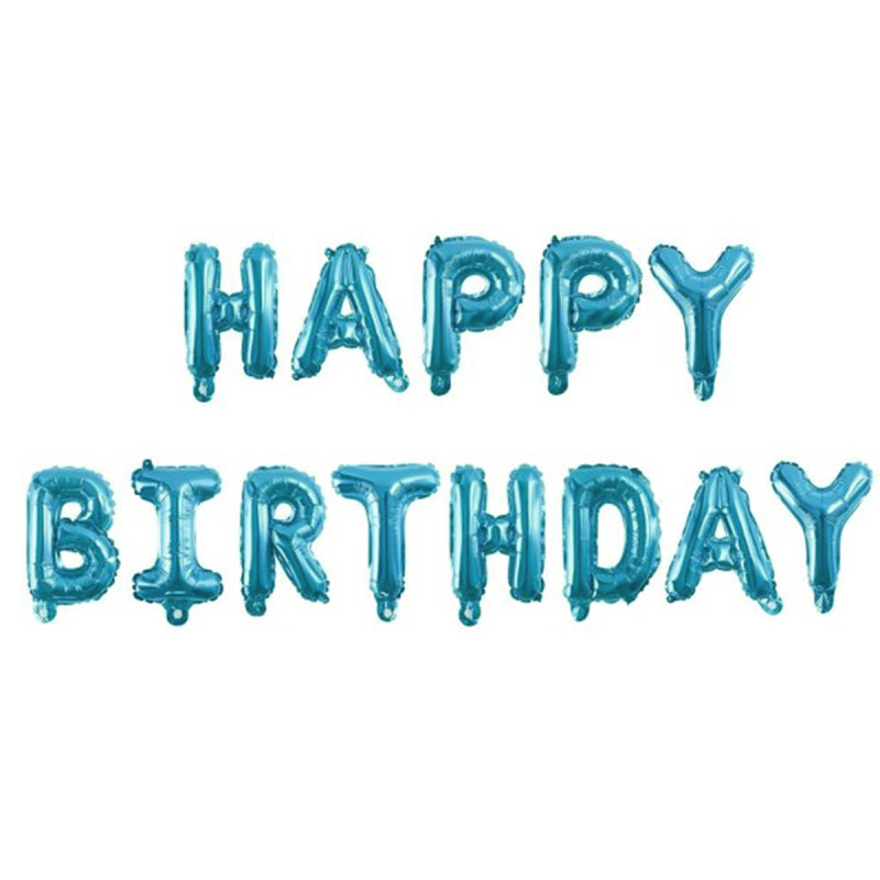 Happy Birthday Blue Foil Letter Balloons 16 Inch - Party Supplies ...